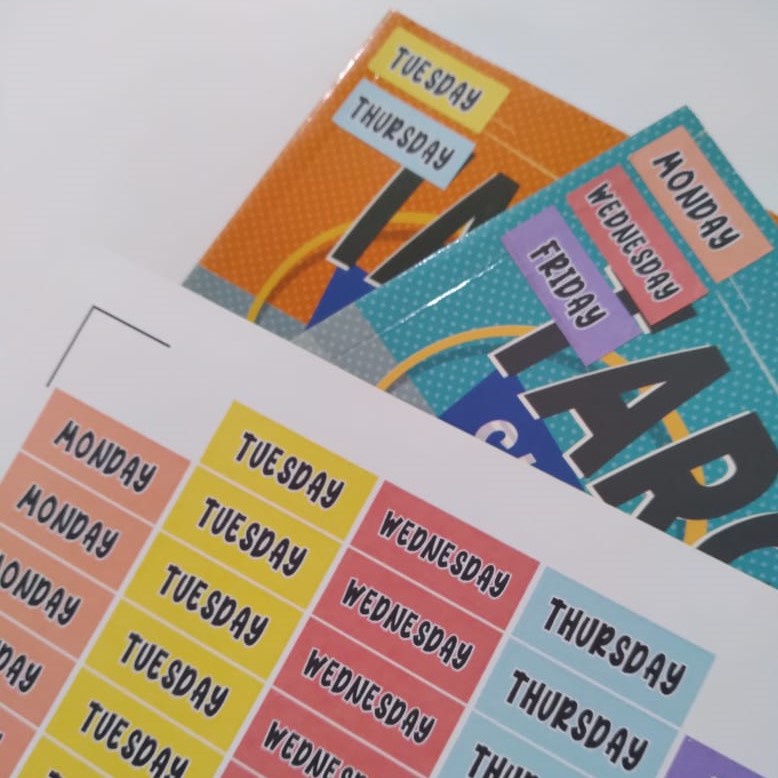 masyasticker 1-page A4 Ready Made BM + BI English School Day Week ...