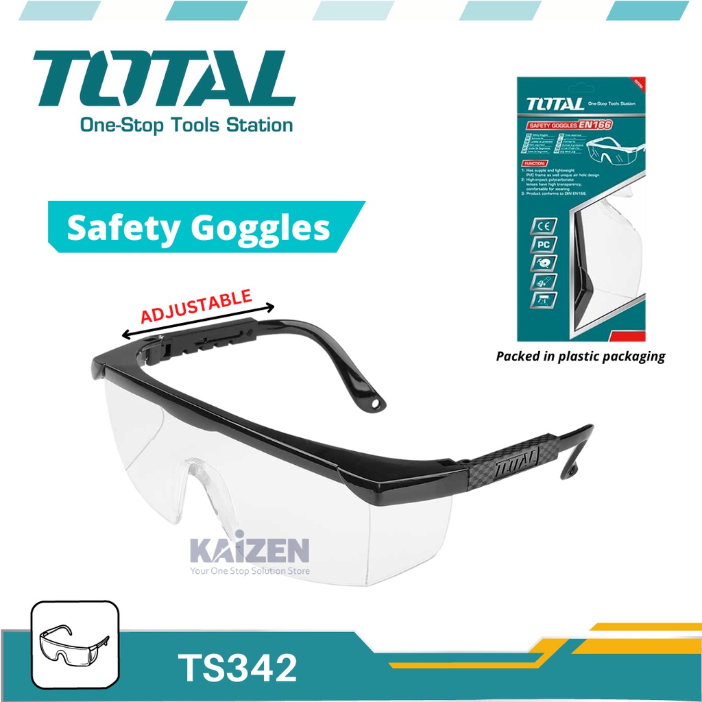 TOTAL TSP342 Safety Goggles - Adjustable temples length | Cermin Mata ...