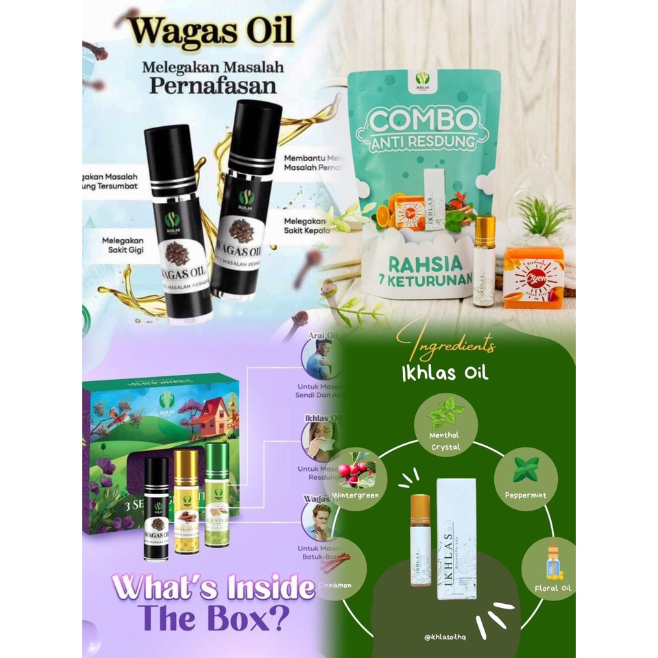 IKHLAS HERBS / IKHLAS OIL / WAGAS CENGKIH OIL / 3 SERANGKAI KIT / COMBO ...