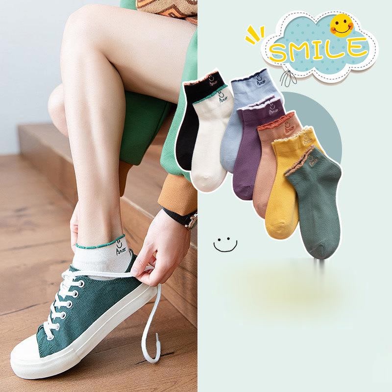 MALAYSIA READY STOCK!1 Pair Korean Style Women Anklet Socks Full Color ...