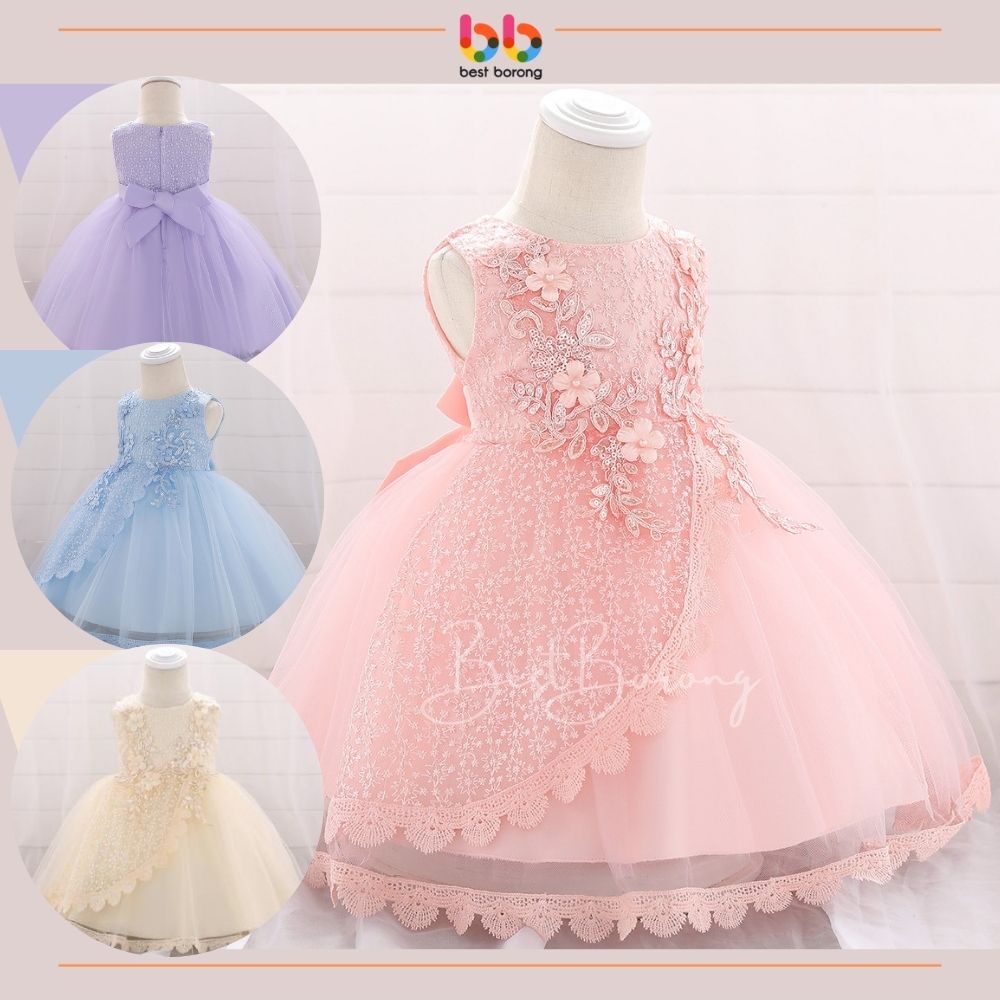 Dress Lace Birthday Party Wedding Baby Kids Girl Gaun Bayi Budak ...
