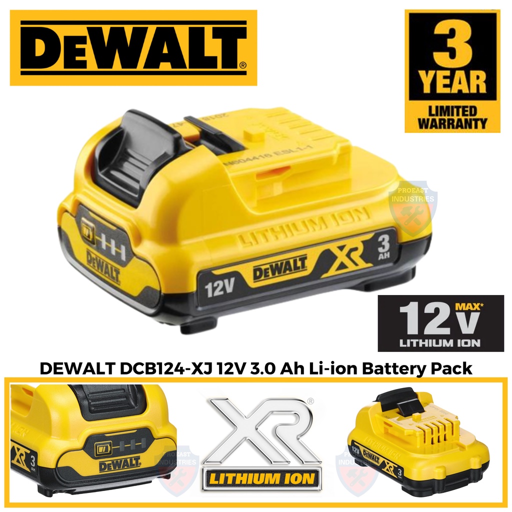 Dewalt DCB124-XJ 12V 3.0 Ah Li-ion Battery Pack, Power Indicator, 1pc ...