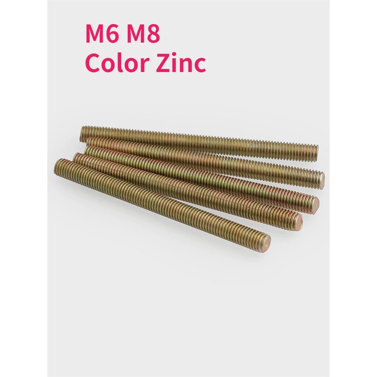 M6 M8 Color Zinc Screw Rod Full Thread Bolt Full Thread Shaft Rod Bar ...
