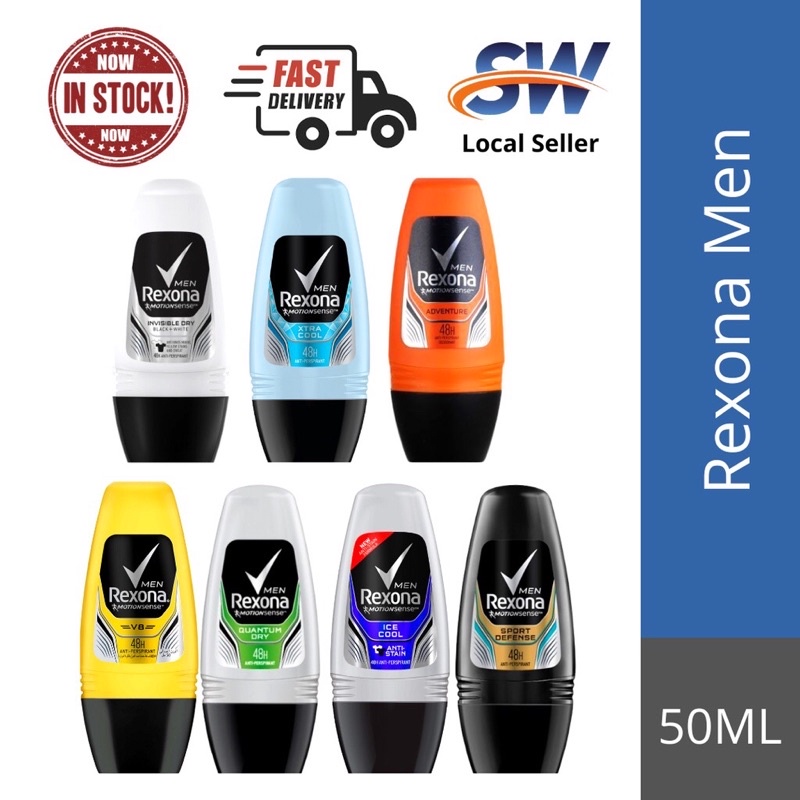 Rexona Men Deodorant 50ML (Invisible Dry/Quantum/Ice Cool/Adventure/Sport Defense/V8/Xtra Cool ...