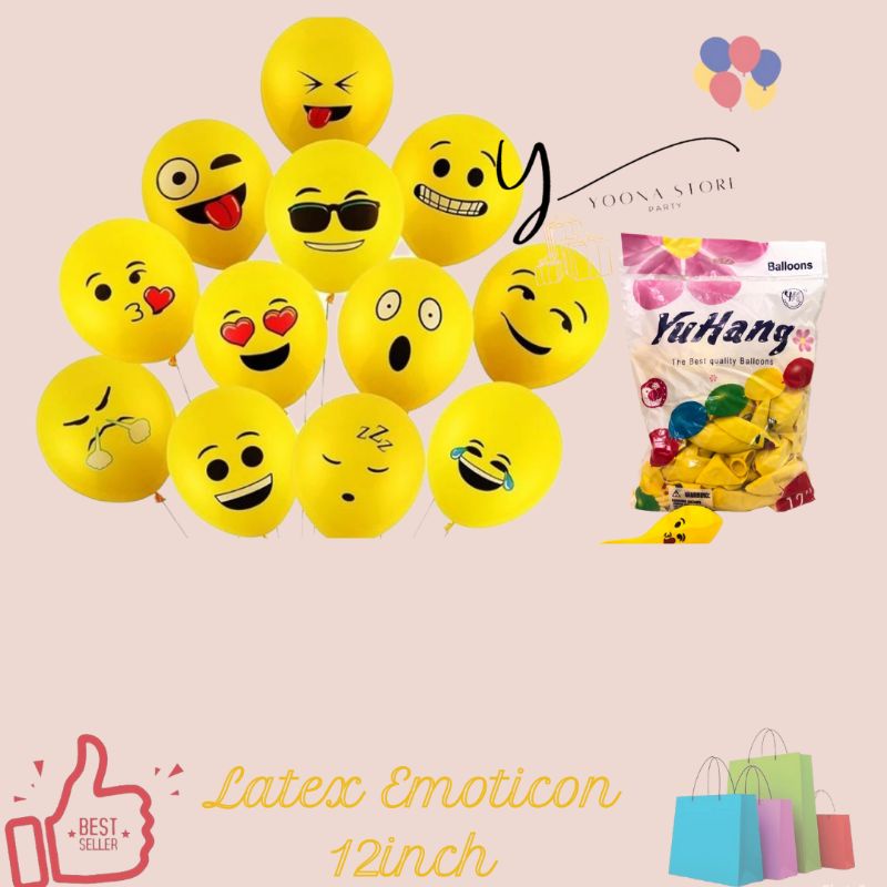 Emoticon Latex Balloons / 12 inch Emoji Rubber Balloons Perpack ...