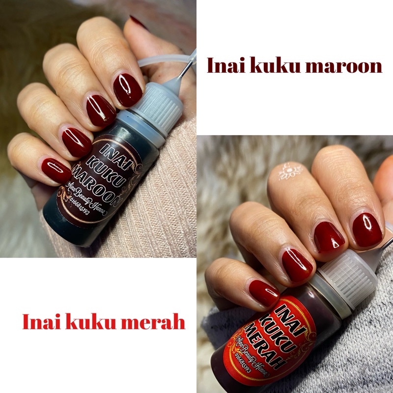 INAI KUKU 10ml & FREE MINI BUFFER / Merah♥️ & Maroon🤎 | Shopee Malaysia