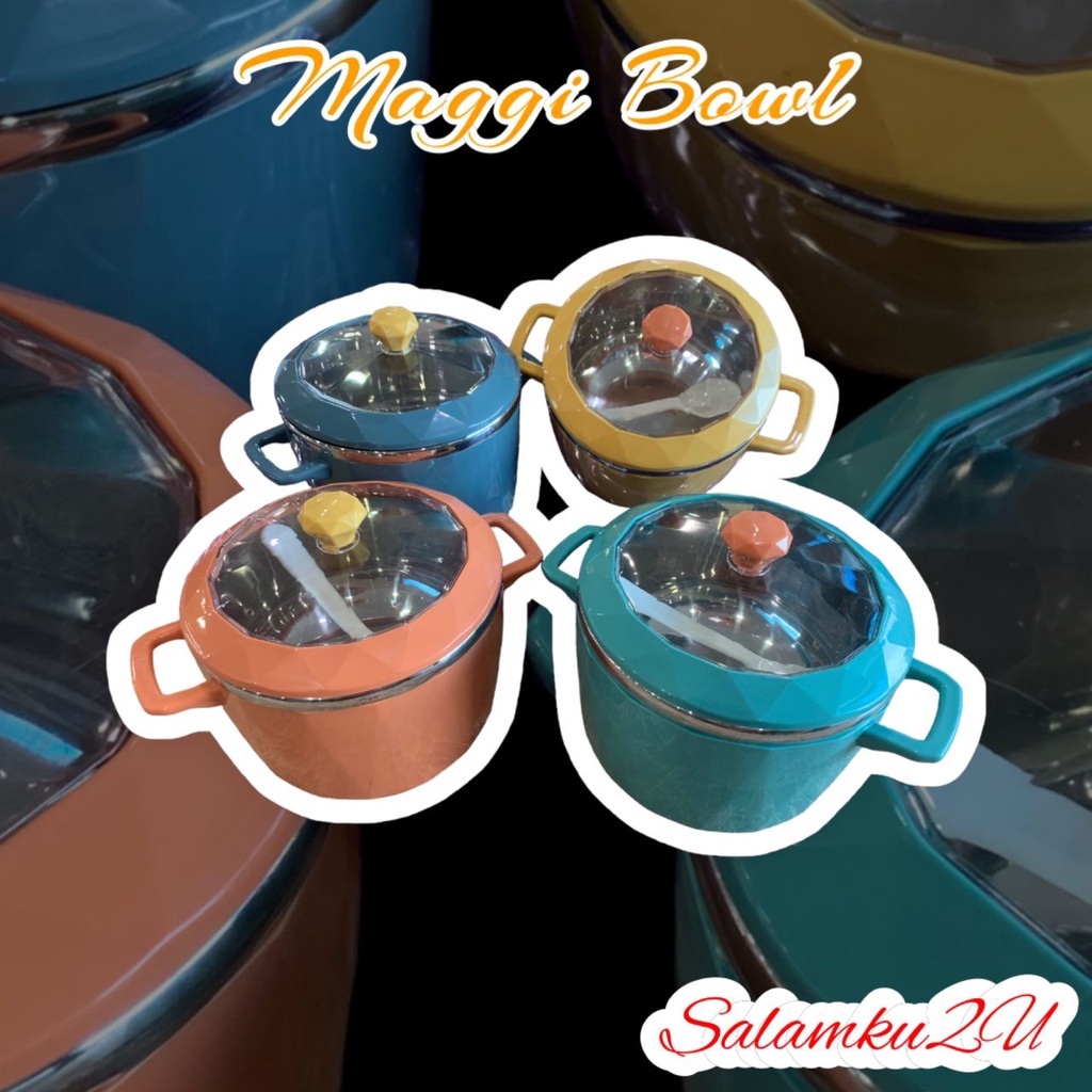 Nordic Maggi Ramen Bowl with Lid Stainless Steel Instant Noodle Bowl ...