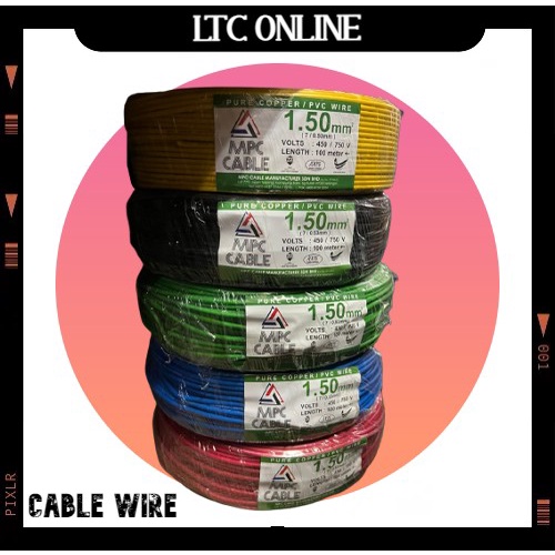 MPC PLUS Cable Wire Pure Copper 1.5mm 2.5mm 4.0mm 100 Meter | Shopee ...