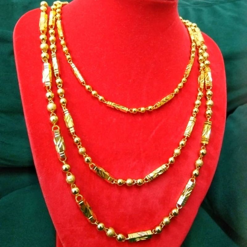 45cm - 80cm Rantai Leher Emas Korea 24K Design Buluh Hong Kong Lebar ...