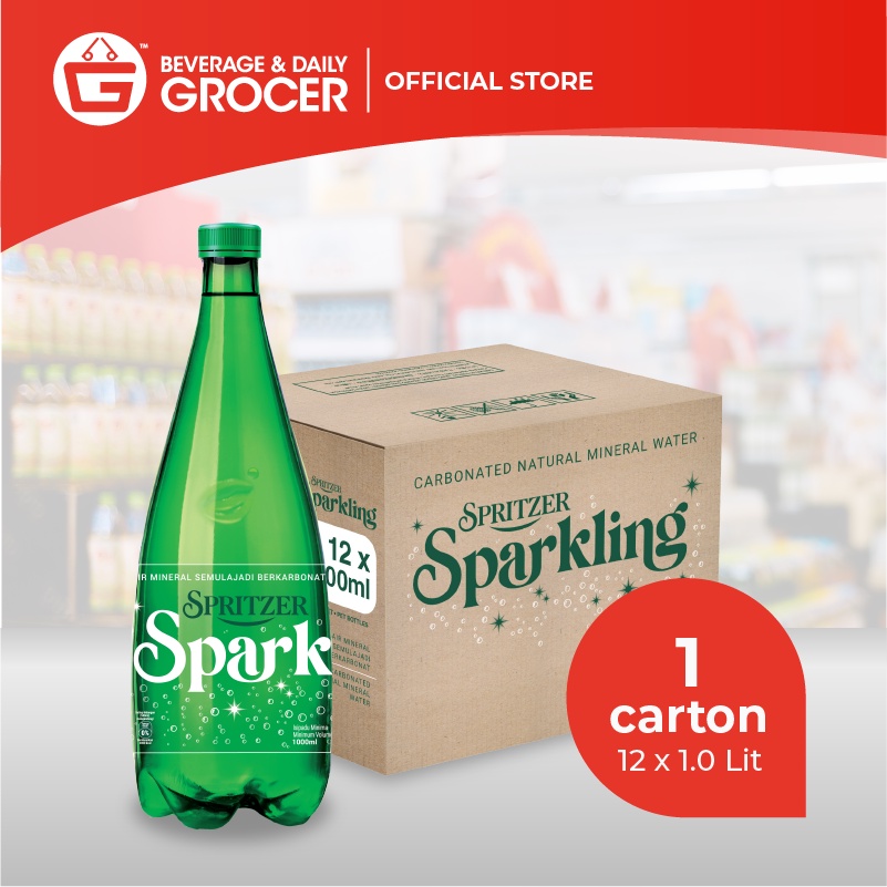 Spritzer Sparkling Natural Mineral Water 12 x 1L (12 bottles) 1 Carton | Shopee Malaysia