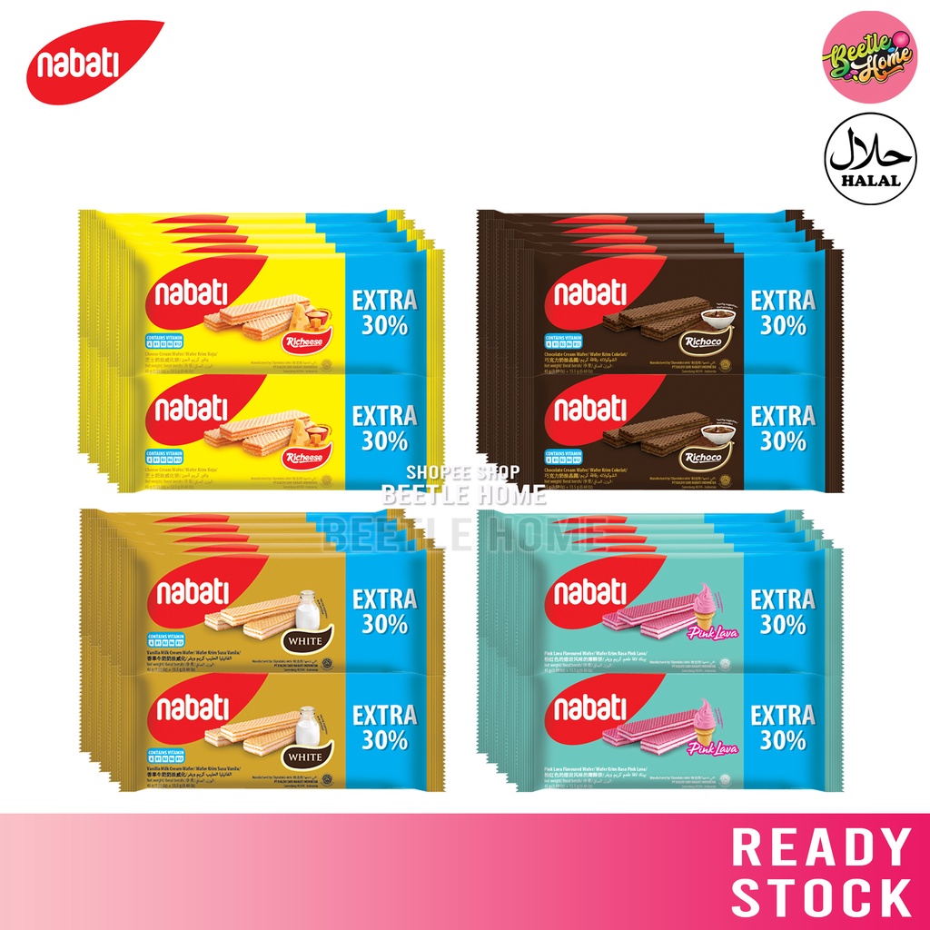 Nabati Wafer EXTRA 30% 10pcs x 37g Cheese White Chocolate Pink Lava ...