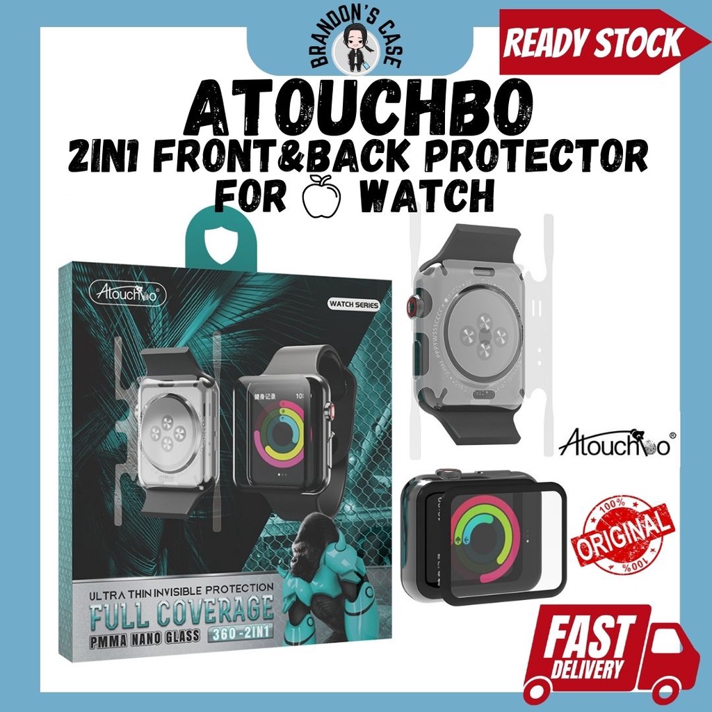 ATOUCHBO 2in1 Front & Back Protector for Apple Watch Series 8 7 41MM ...