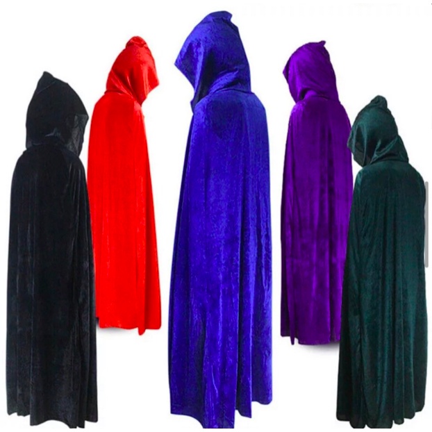 MSIA Ready Stock/ Halloween Cape 1.5M Hooded Plain Robe Vampire Cloak ...