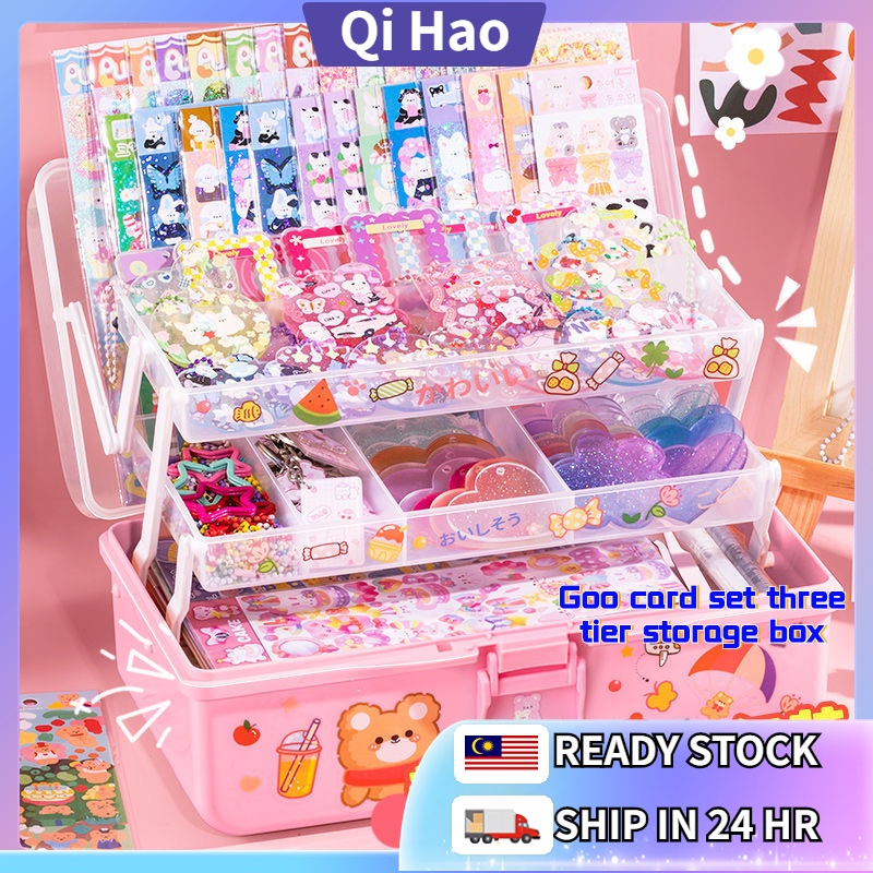 DIY Guka Set Three-layer Storage Box Hand Account Sticker Goo Card ...
