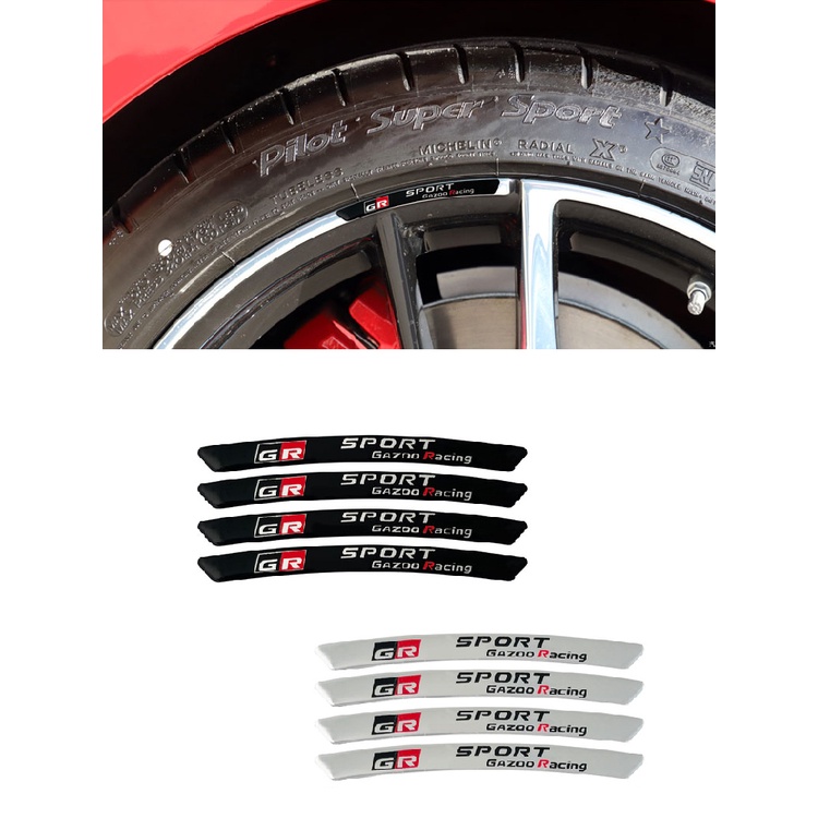 4PCS 3D Aluminum Wheel Hub Stickers Emblem Badge For Toyota GR Sport ...