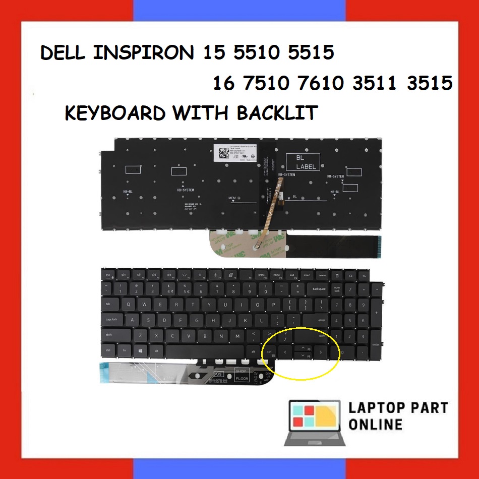 DELL INSPIRON 15 5510 5515 7510 16 7510 7610 PLUS KEYBOARD 3511 3515 ...