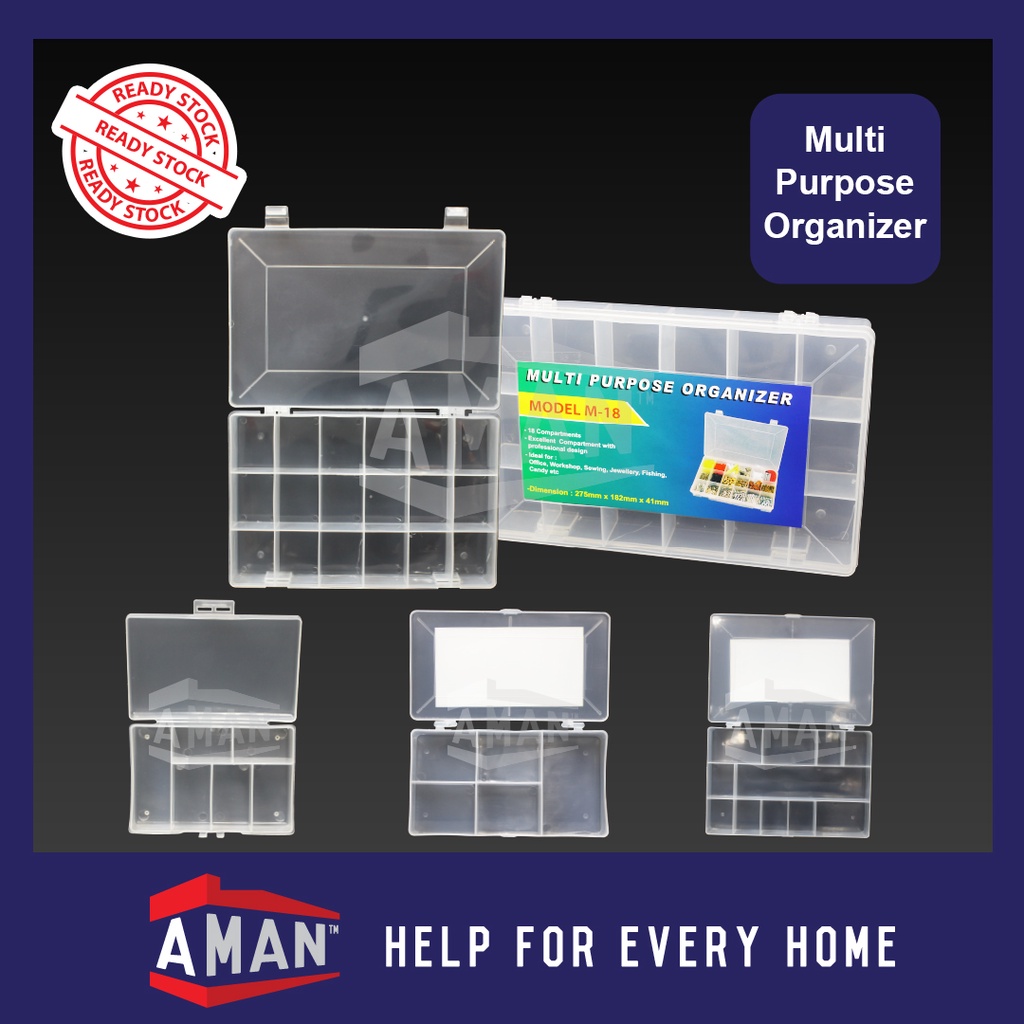AMAN Hard Plastic Multi Purpose Organizer Small Storage Box Jewellery ...