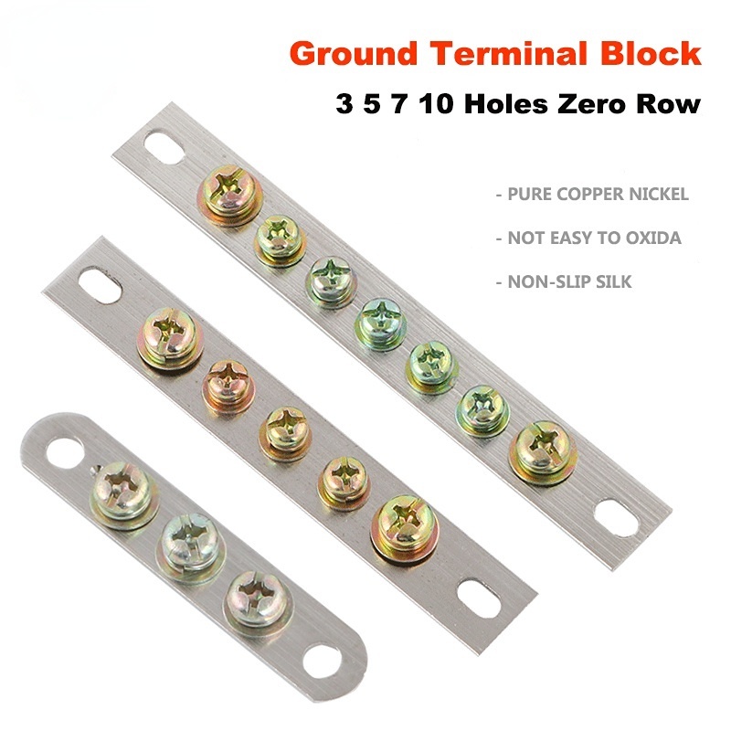 1PCS Zero Row 2*15mm Distribution Cabinet Neutral 3 5 7 10 Holes Brass ...