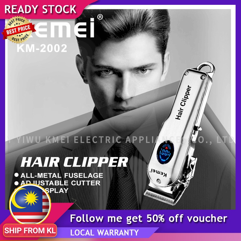 Kemei Original powerful rechargeable LCD display hair clipper electric ...