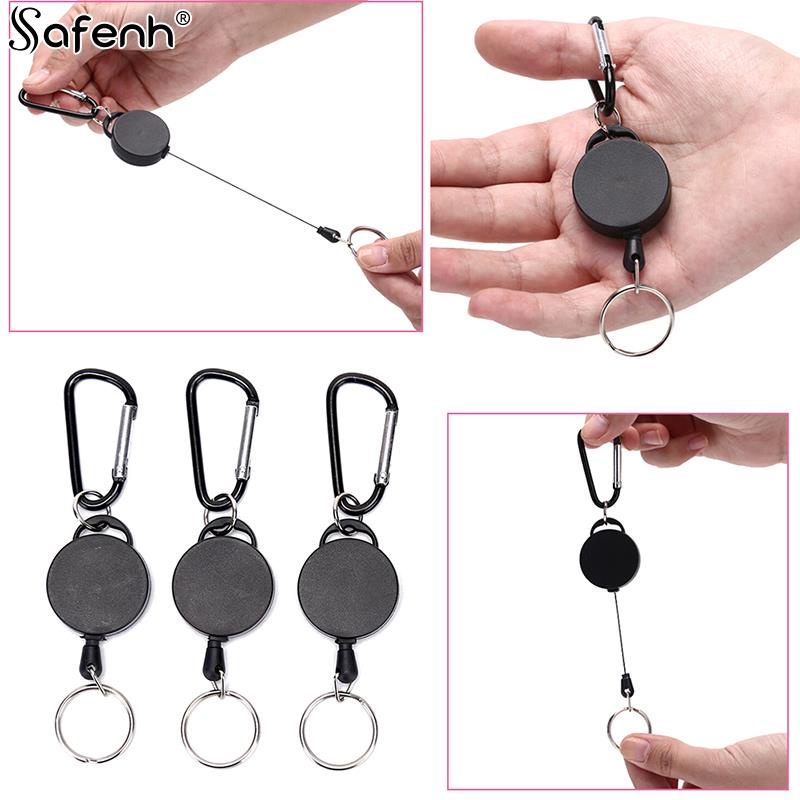 5Styles 60/74/75cm Retractable Keyring Metal Wire Keychain Clip Pull ...