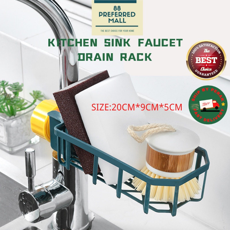 Kitchen Sink Faucet Drain Rack Rak longkang paip sinki dapur Sponge ...