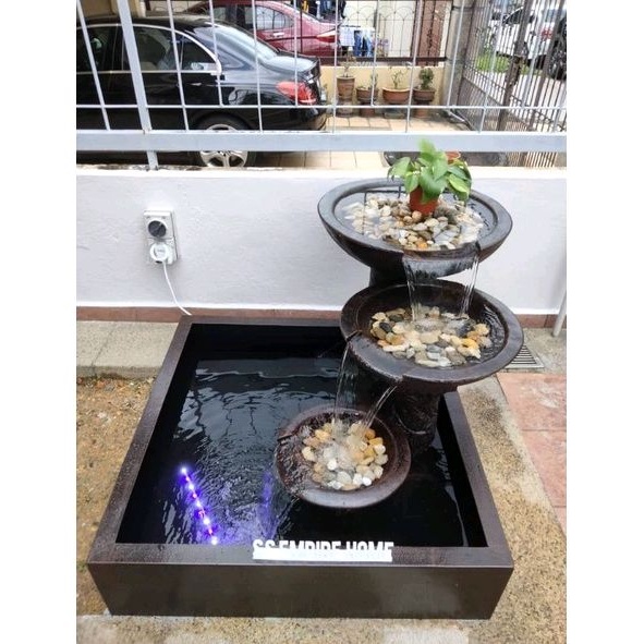 S77 Brown 3x3 Feng Shui Water Pond Fountain Garden Water Feature ...