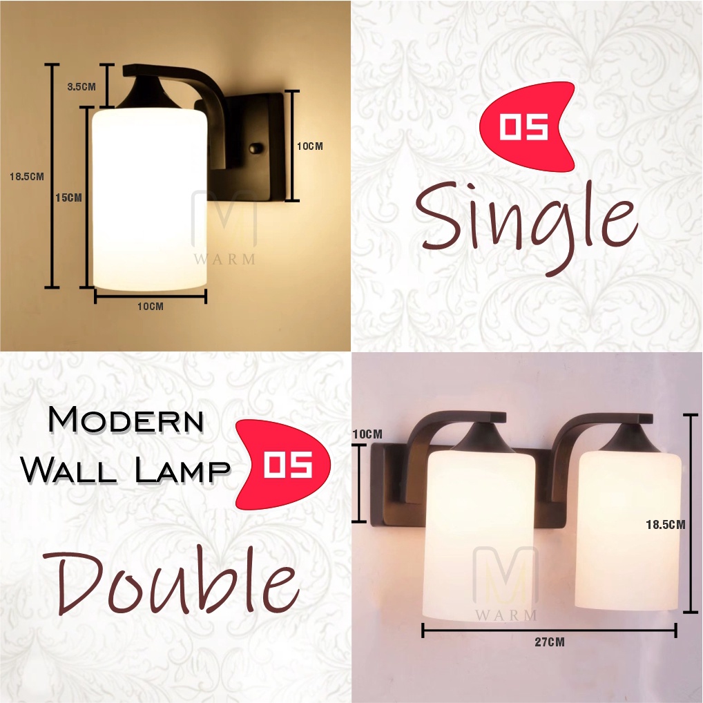 Ready Stock ~ Wall Lamp Glass E27 Lamp shade Bedroom Entrance Aisle ...