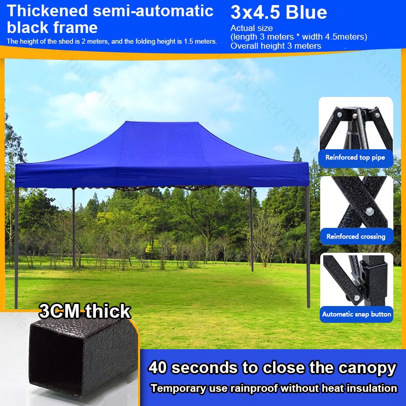 kain khemah 10x10 Feet Full Set Roof 3x3m Foldable Canopy Tent Night ...