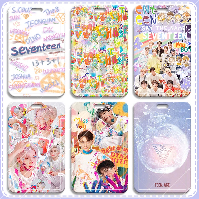K-POP SEVENTEEN Customized Student School ID Card Holder Ring Holder Bank Card Personal ID Card ...