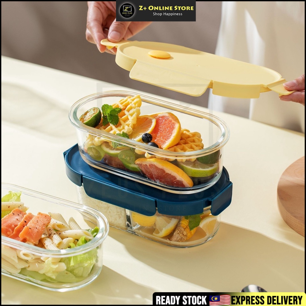 800ml Oval High Borosilicate Glass Container 1 / 2 Compartments ...