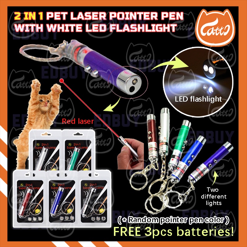 CATTO 2In1 Funny Pet Stick Red Laser Pointer Pen White Led Flashlight ...