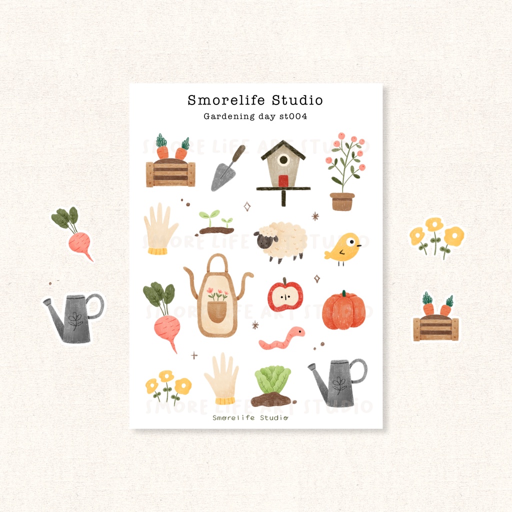 Gardening day sticker theme | cute deco stickers | matte | bujo ...