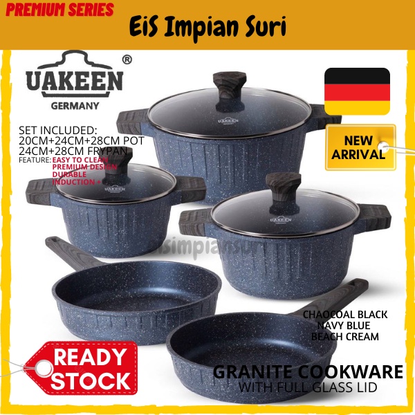 (Ready Stock!!) Uakeen Germany 8pcs Induction Granite Cookware Set Cook ...