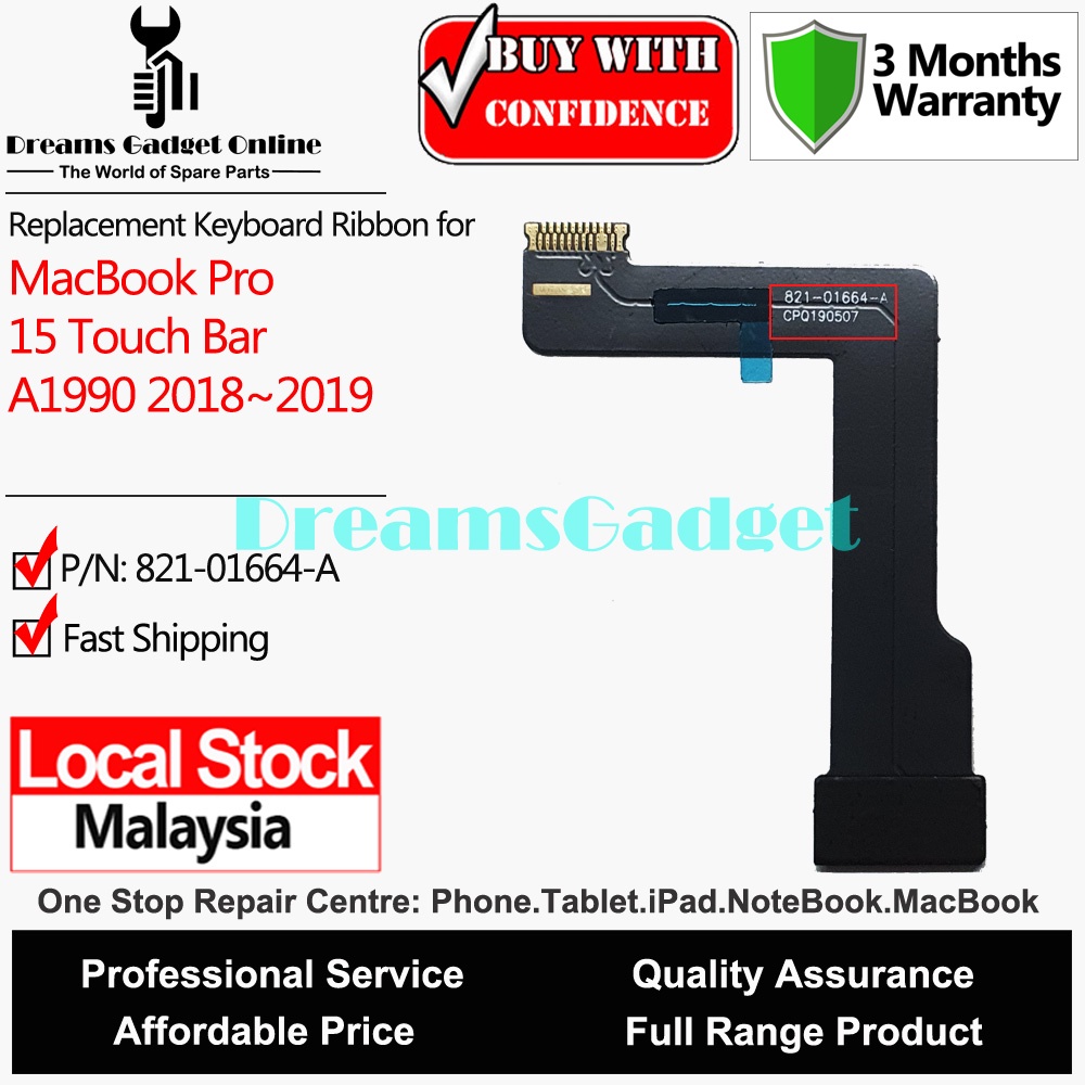 Replacement Keyboard Ribbon 821-01664-A for Laptop MB Pro 15 Touch Bar ...