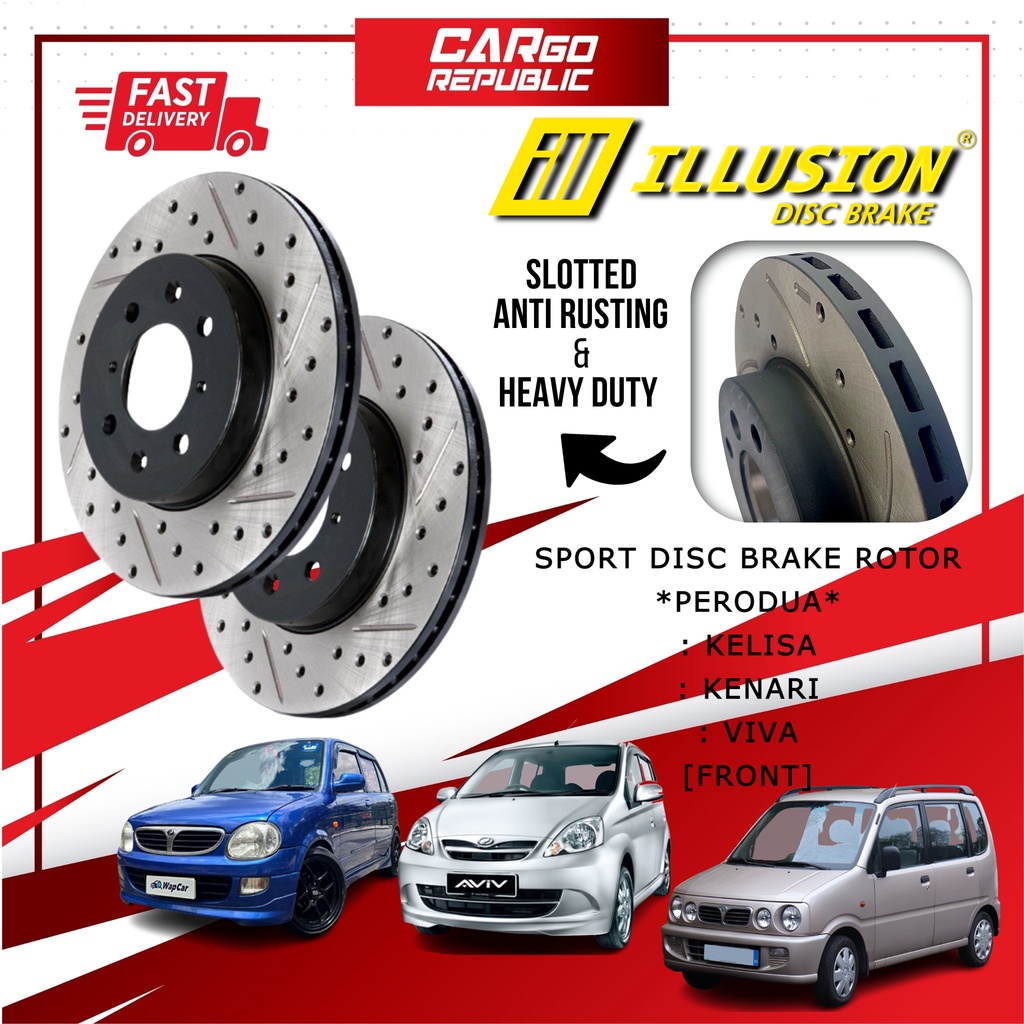 Illusion Sport Disc Brake Rotor & OEM Brake Pad Perodua Viva , Kelisa ...
