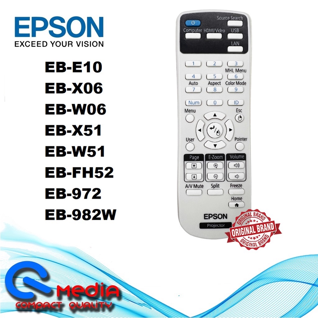 Original Epson Projector Remote Control EB-X06 EB-E10 EB-W06 EB-X51 EB ...