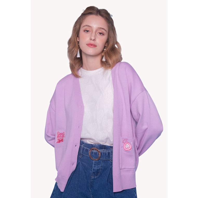 Disney x Lzzie: Pixar Turning Red Panda Embroidery Cardigan - Lilac and ...