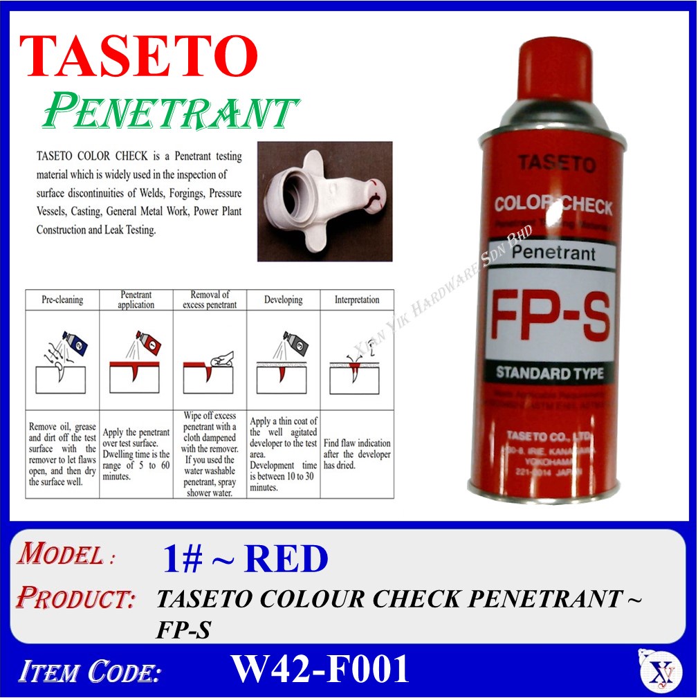 W42 BRITE CHEK / TASETO COLOR CHECK - CLEANER / PENETRANT / DEVELOPER ...