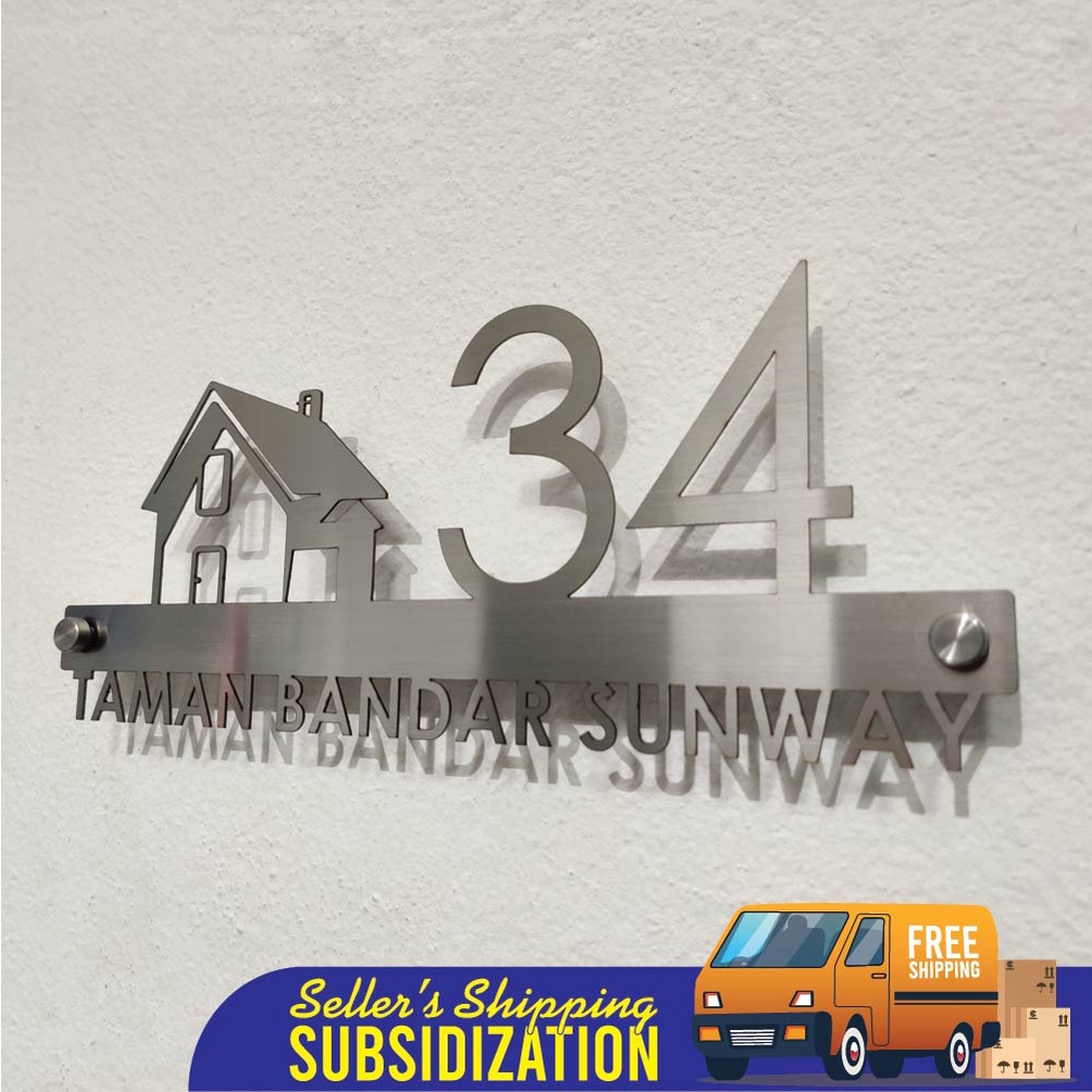 Stainless Steel 304 Modern Metal Home Address Plate House Number Sign ...