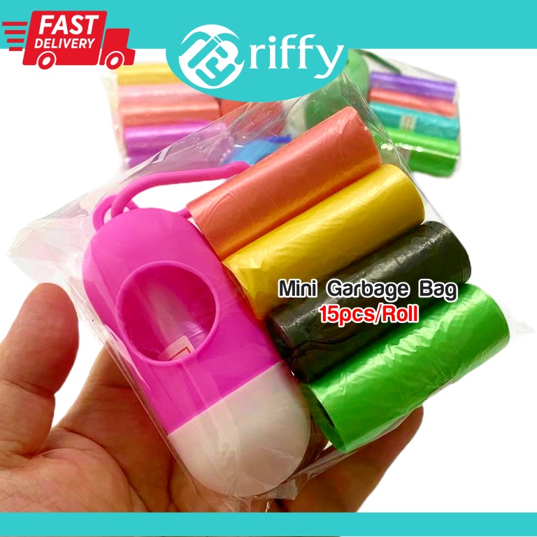 Mini Garbage Bag 15pcs/roll with case - Plastik Sampah Mini - Pets ...