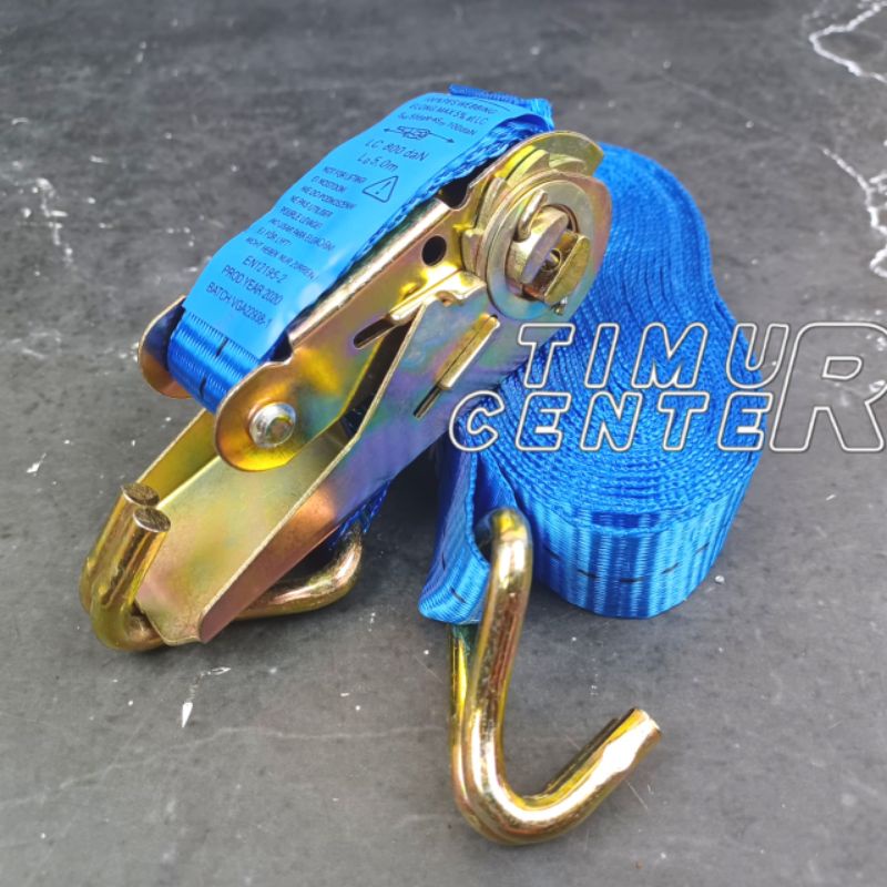 800kg x 5meter Ratchet Tie Down Webbing Cargo Lashing Strap | Shopee ...