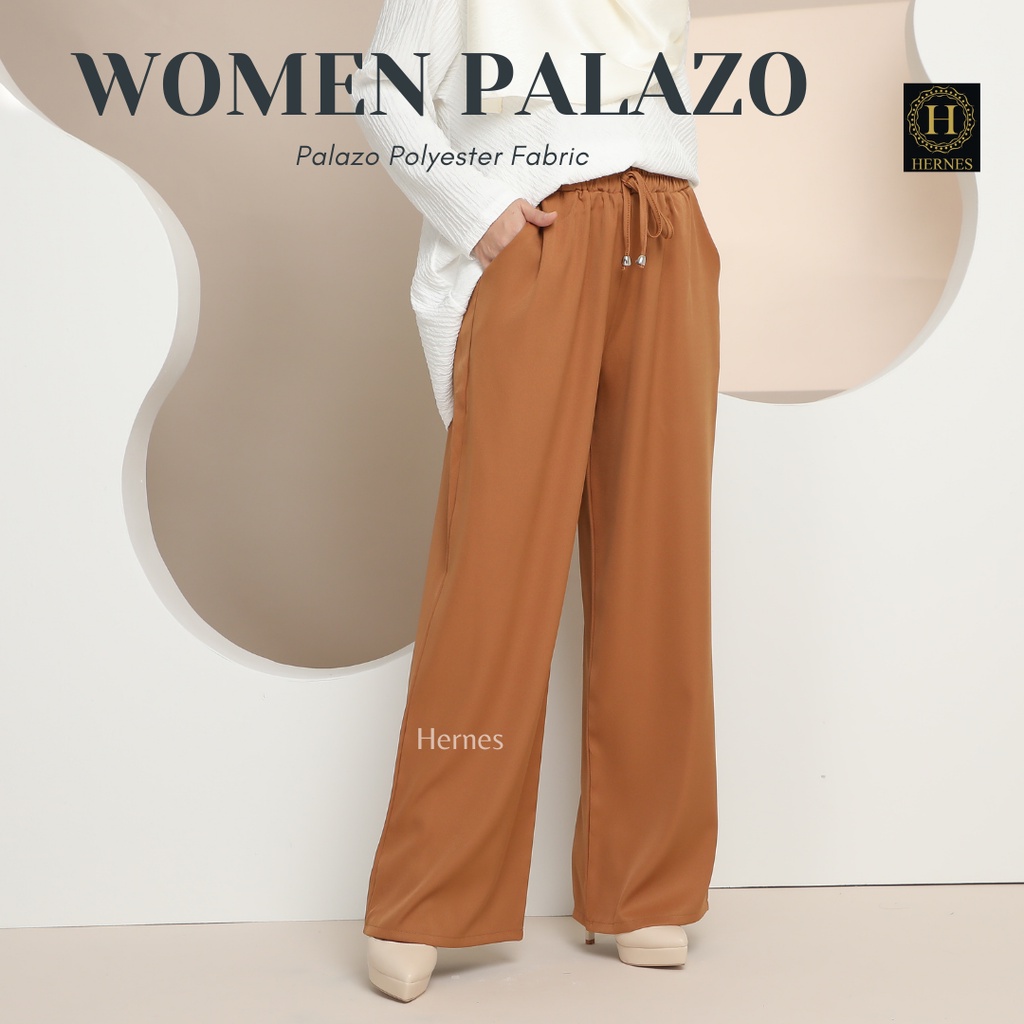 HERNES WOMEN PALAZO PLAIN WITH POCKET SMALL SIZE PLUS SIZE SELUAR SLACK ...