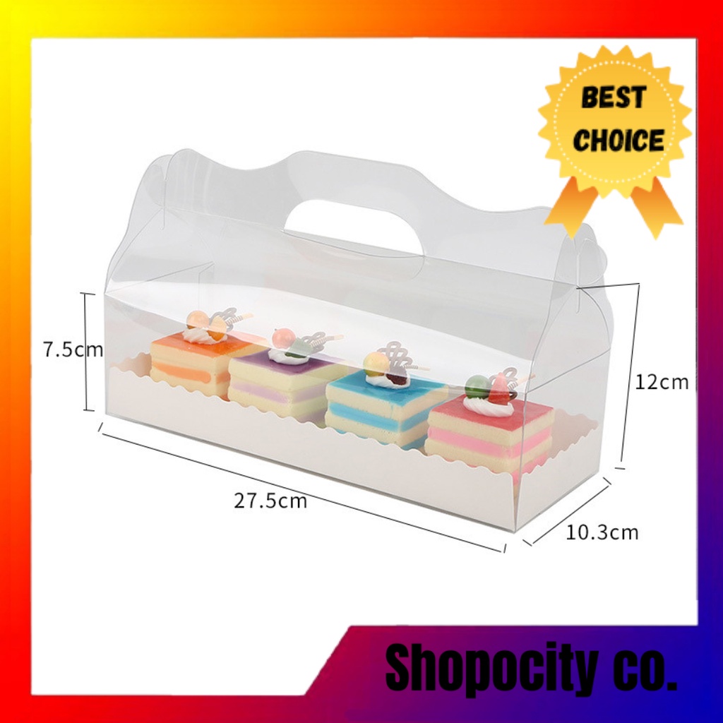 Transparent Cake Box with Handle Portable Pastry Slice Cake Packaging ...