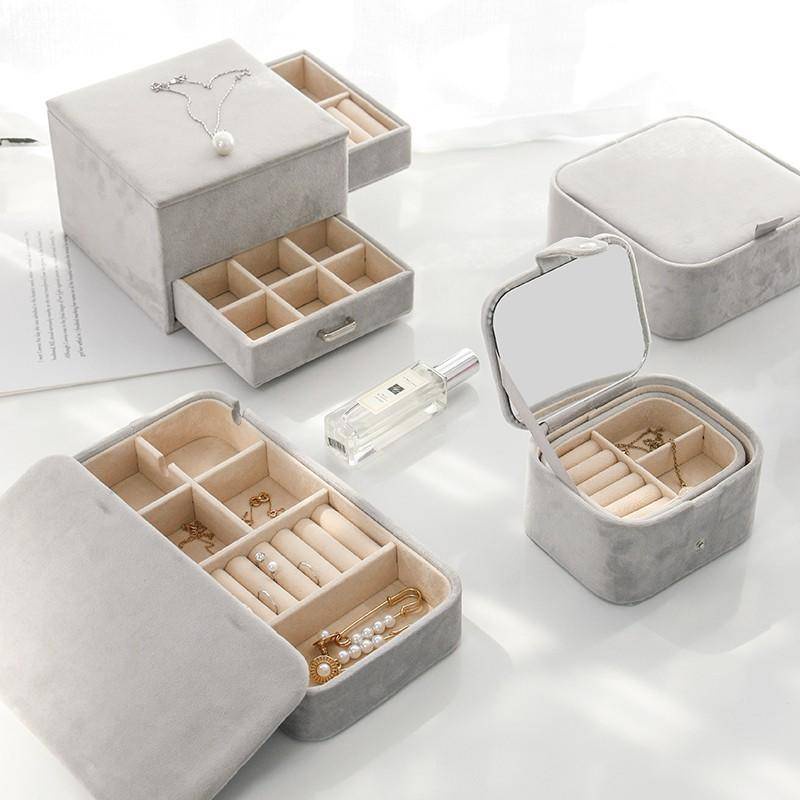 Nehem - Ice velvet jewelry box with mirror earrings earrings ring ...