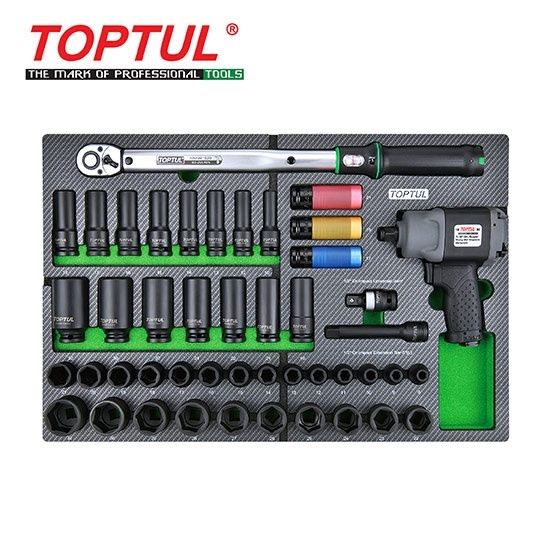TOPTUL 46pcs 1/2"DR. Torque Wrench & Air Impact Wrench Socket Set ...