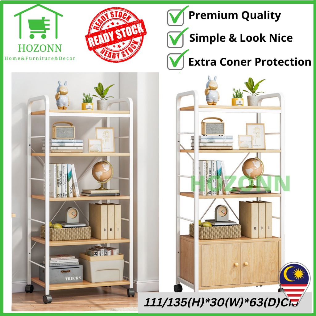 HOZONN Storage Rack With Wheel Utility Shelf Bookshelf File Rack ...