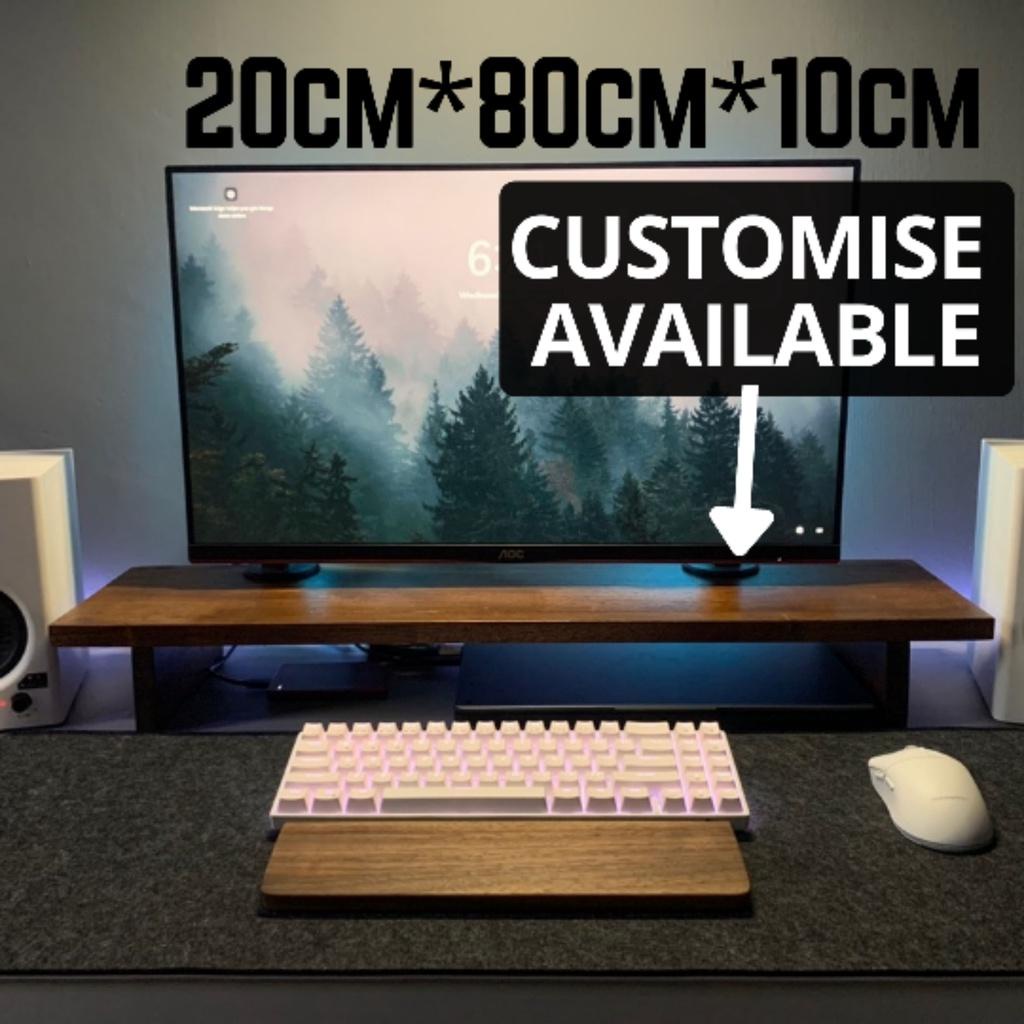 𝗫𝗭 Wooden Computer Raise Table Rack Solid Wood Computer Shelf Desktop ...