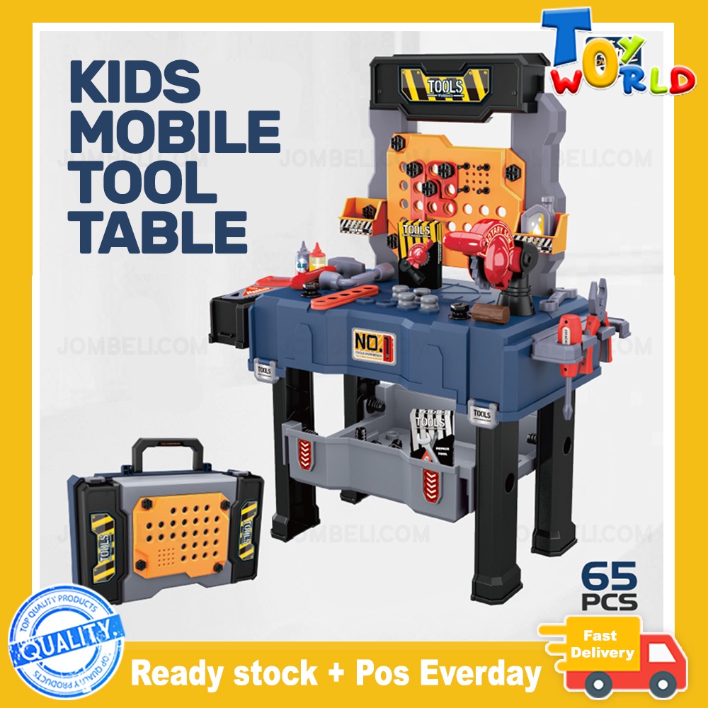 KIDS MOBILE TOOL TABLE Tool Set Mainan Spanar Engineer Hardware Tools ...