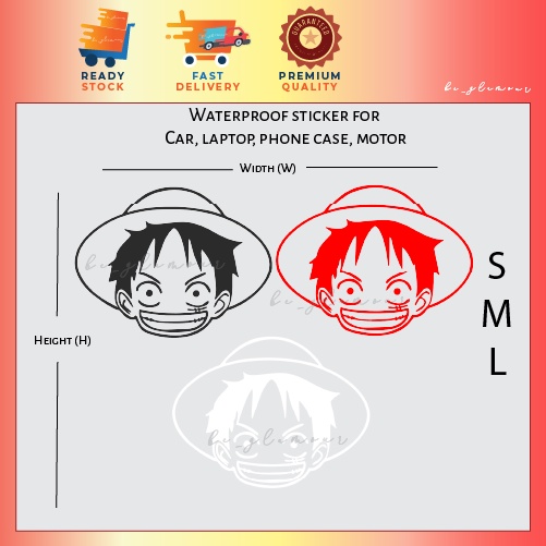 Luffy Kid Sticker one piece strawhat migiwara stiker reflective ...