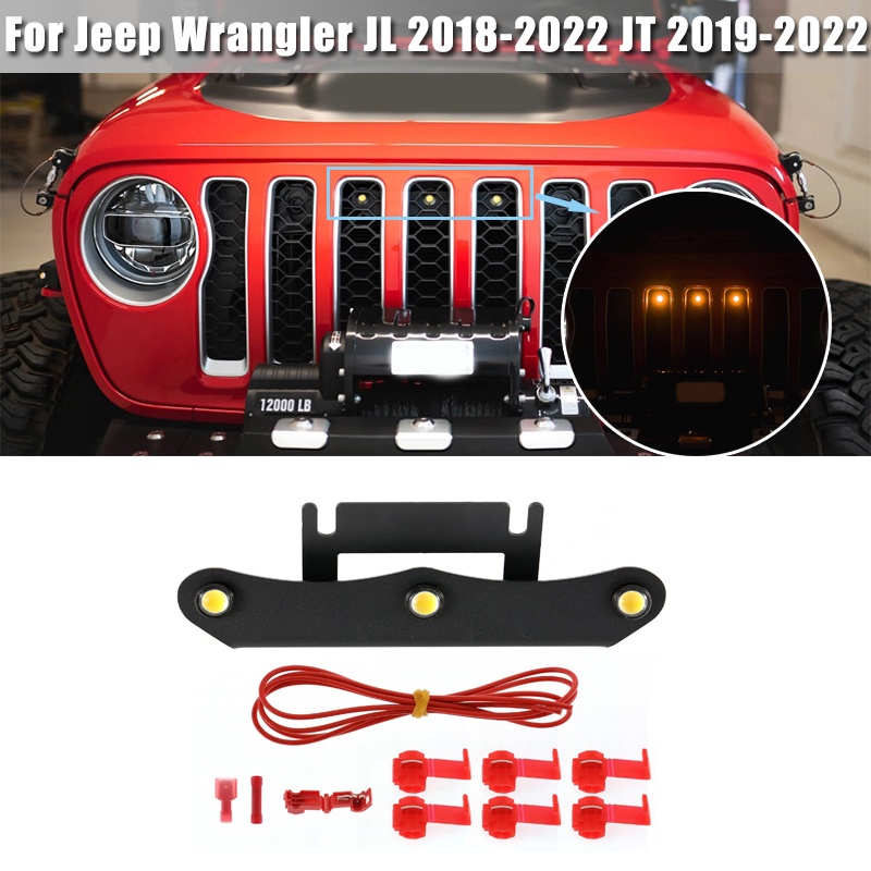 Car Front Grille LED Light Yellow Amber Daytime Running Working Lamp ...